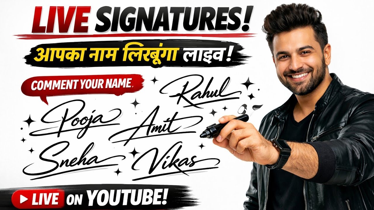🔴 LIVE Signature बनाना शुरू ️ | Comment में नाम लिखो, Live Signature ...