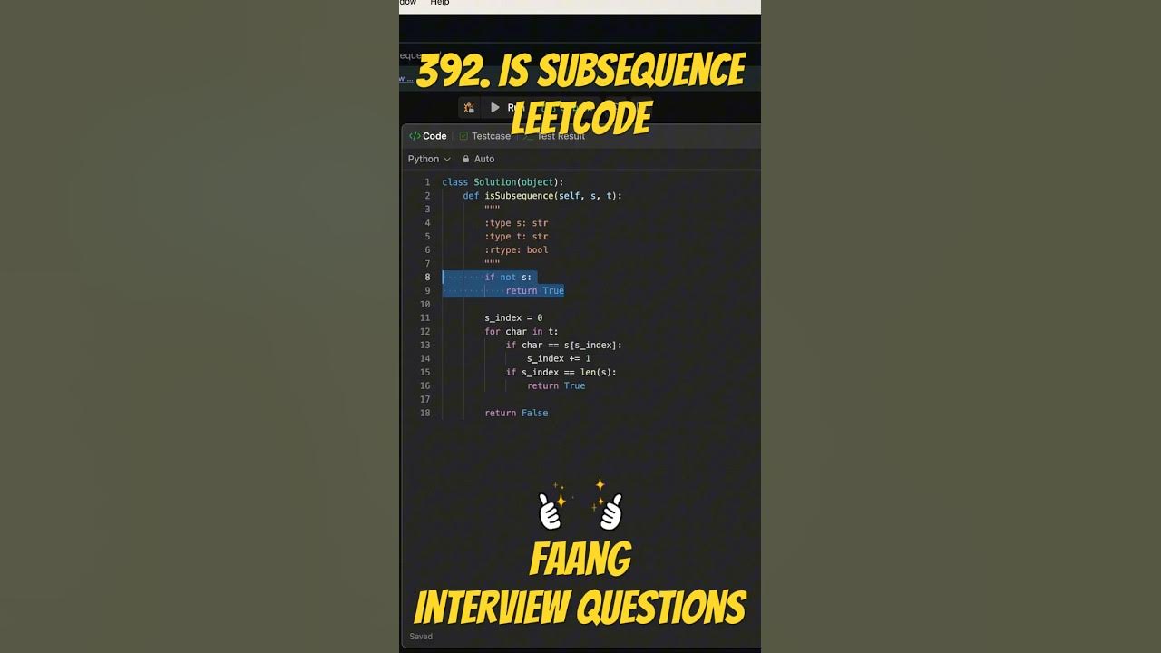 Leetcode 392 - Is Subsequence - YouTube