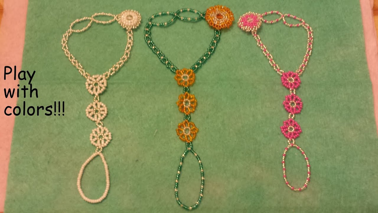 Tutorial. Sunflower, daisy, slave bracelet. Beaded fastening. - YouTube