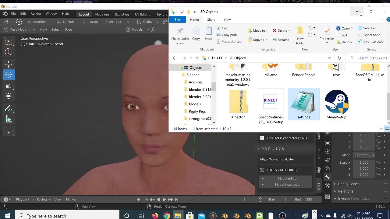 FaceOSC for MBLab - Blender Kinector addon - YouTube