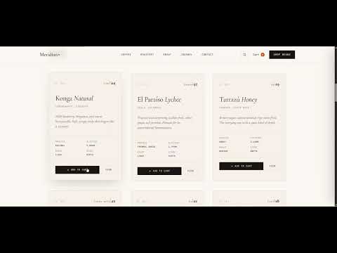 Coffee Shop Website Template — Meridian | 5 Homepages, HTML (Vanilla JS)