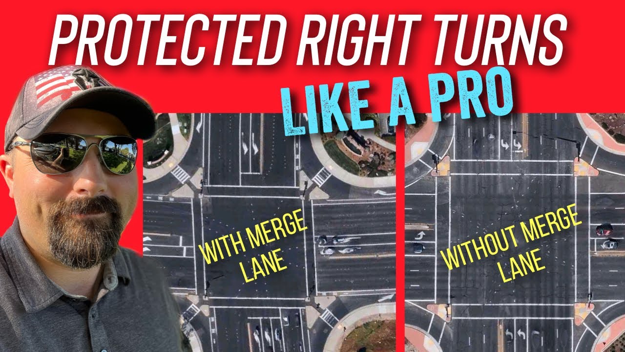 Right turn on red with a designated merge lane like a pro - YouTube