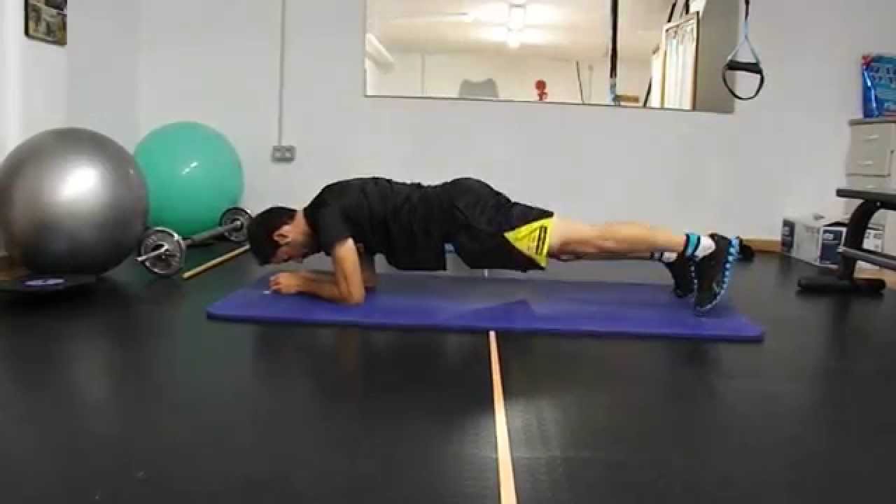 Abdominales. Posición de plancha, quito un apoyo de piernas y subo bajo ...