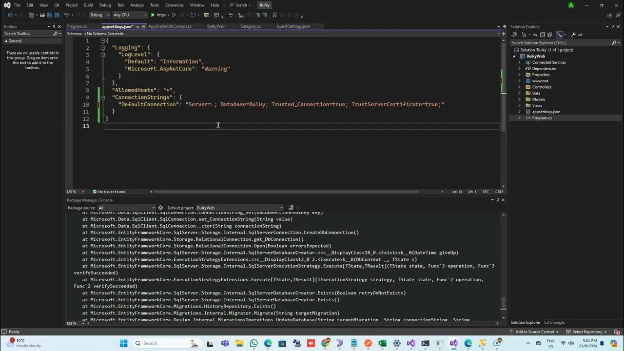 Keyword not supported 'server:. ;database'migration issue with entity frame work core 8.0 - YouTube