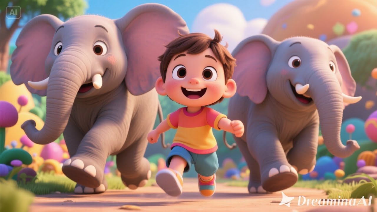 Ten Little Elephants Marching | Fun Kids Song | Learn Counting with ...