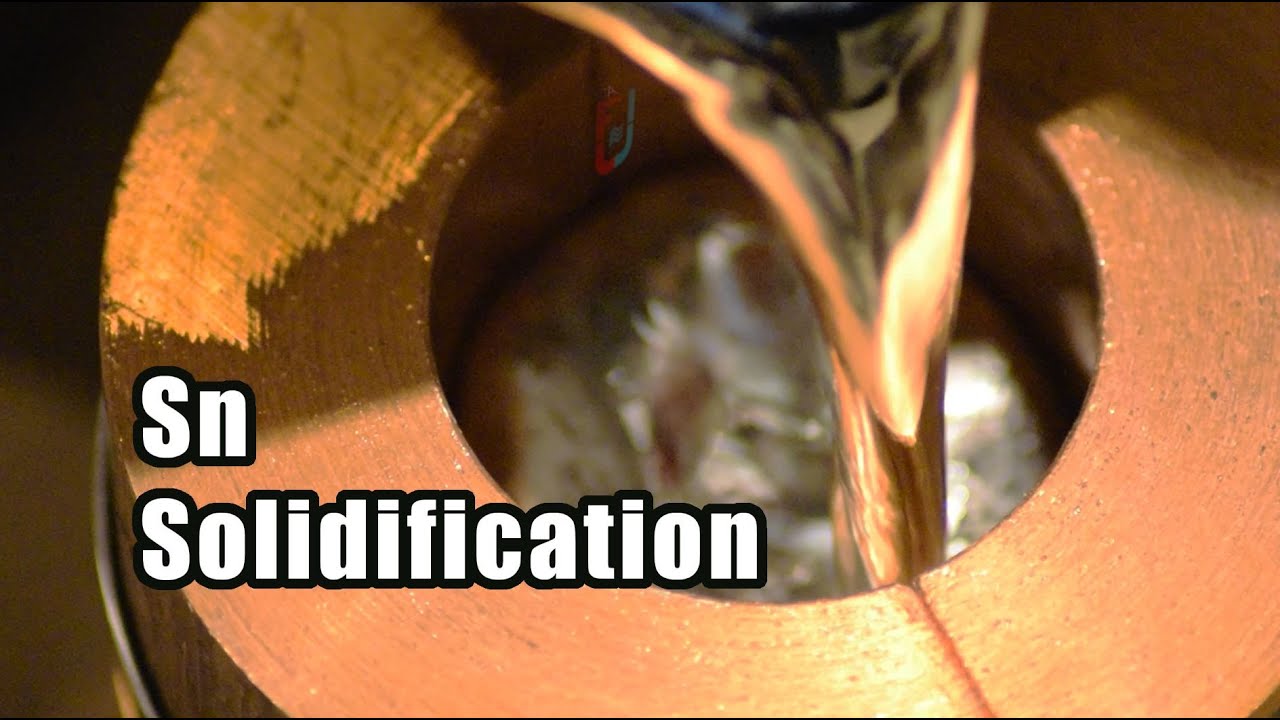Liquid Tin (Sn) Poured and Solidified in Copper Ring - YouTube