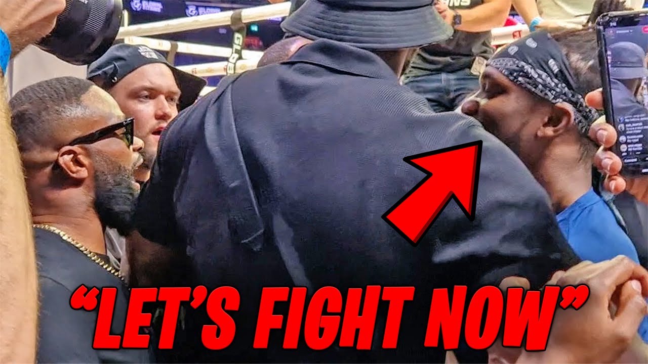 KSI and Tyron Woodley INTENSE Face Off at Deji Fight - YouTube