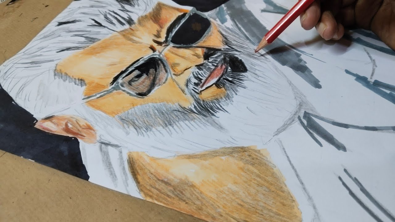 Drawing potrait of #actor Ajith Kumar using colour pencil|tollywood|# ...