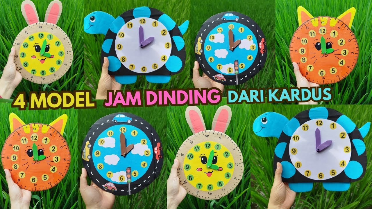 4 model jam dinding dari kardus bekas || wall clock making craft ideas ...