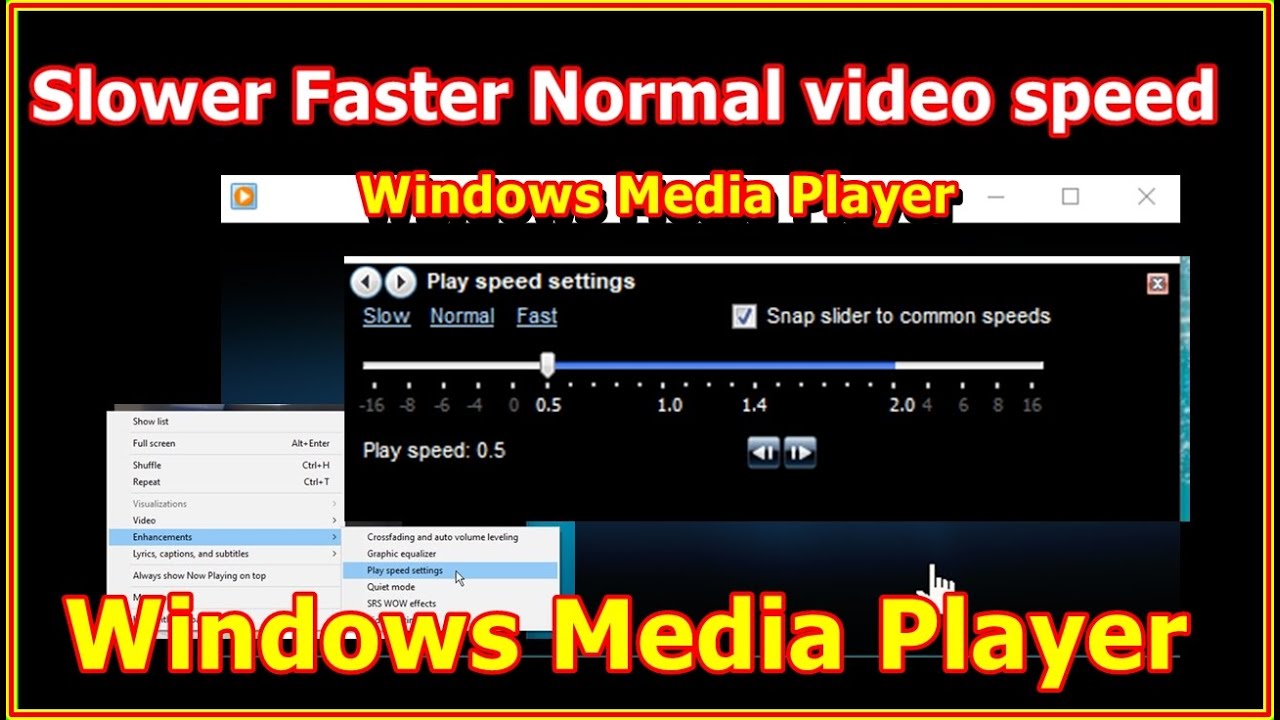 Windows Media Player video speed slower or faster | video ki speed ko ...