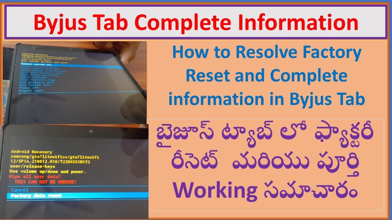 How to factory reset and Complete information in BYJUS tab Latest ...