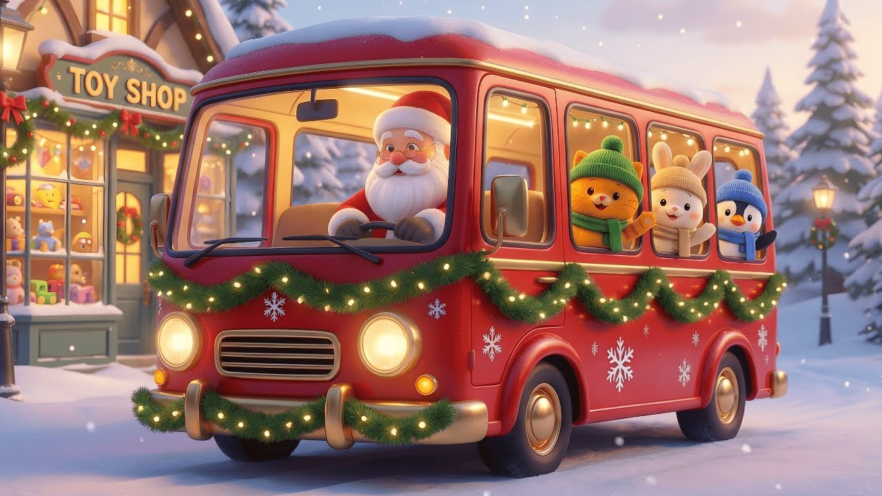 Christmas Wheels on the Bus Song | Santa's Festive Journey | Kids Songs ...