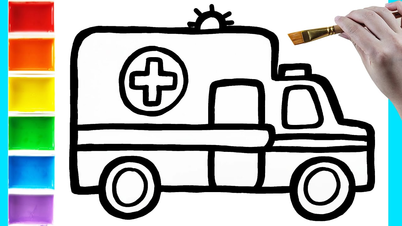Ambulance Drawing, Painting for Toddlers | How to Draw a Car together ...