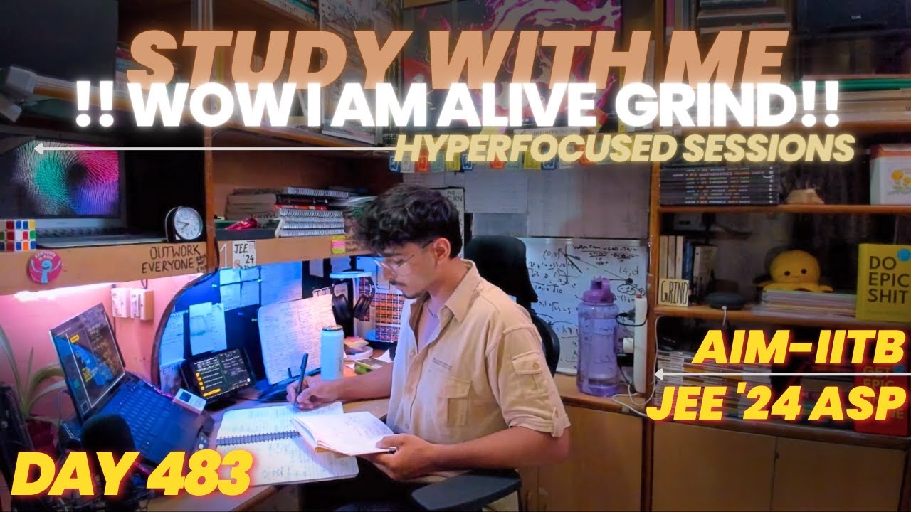 study with me live | LATE NIGHT HYPERFOCUSED SESSIONS - DAY 483 | JEE '24 ASP | Ambience+Rain ...