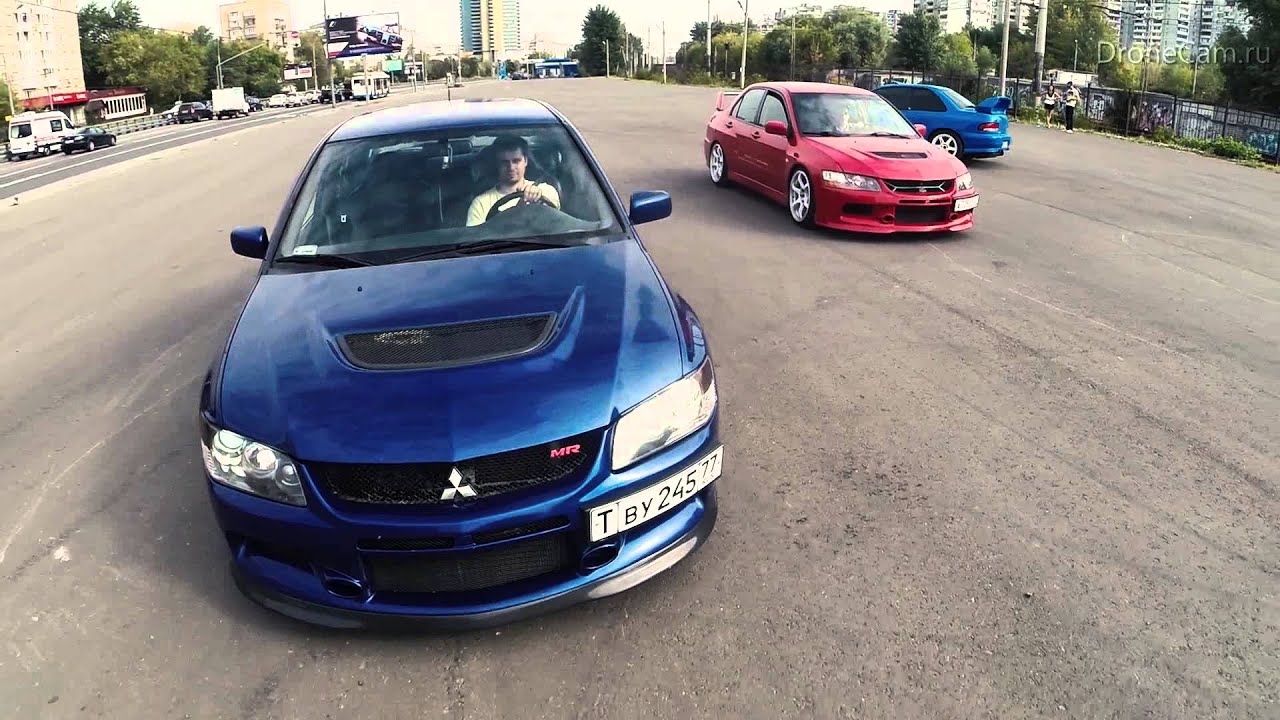 Lancer Evolution IX and Subaru Impreza STi 22B \ DroneCam Moscow - YouTube