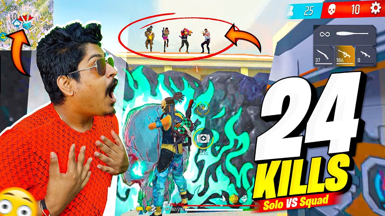 Finally Solo Vs Squad Me 24 Kills Gameplay M1887 😧😧Gyan Gaming - Free ...