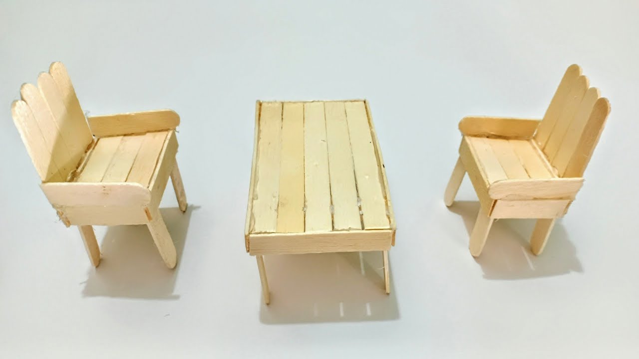 How To Make a Chair and Table Using ice Cream Sticks/popsicle stick ...