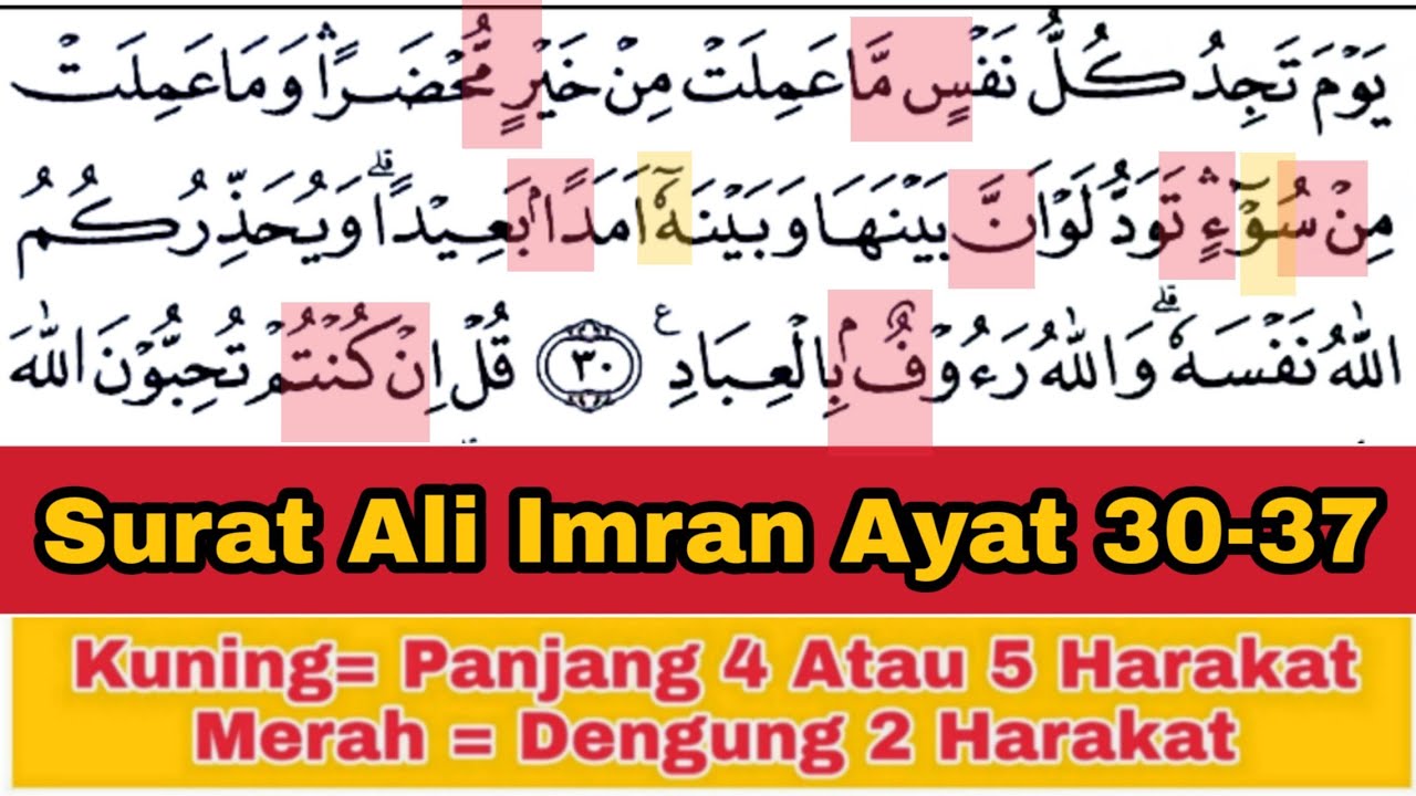 Tadarus Surat Ali Imran Ayat 30-37, Ada Warna Tanda Panjang & Dengung ...