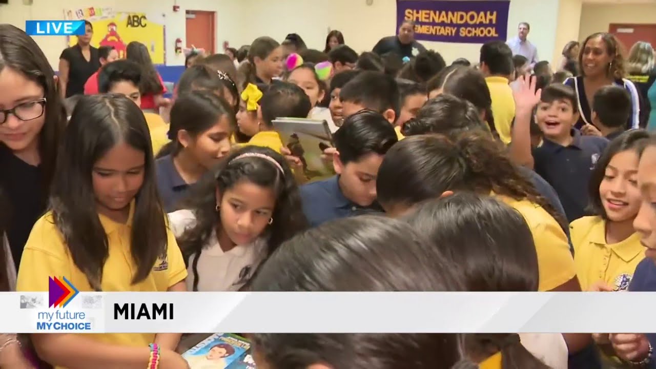 Students show their excitement for Local 10's 'Big Book Drive' - YouTube