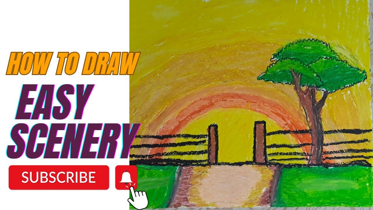 How To Draw Easy Scenery Of Sunset Super Simple Nature Scenery Drawingstep By Step Youtube