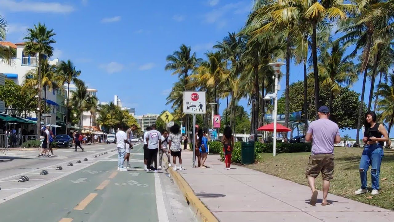 4K Spring Break Ocean Drive , Cycling Tour , Miami Beach FL March 21 ...