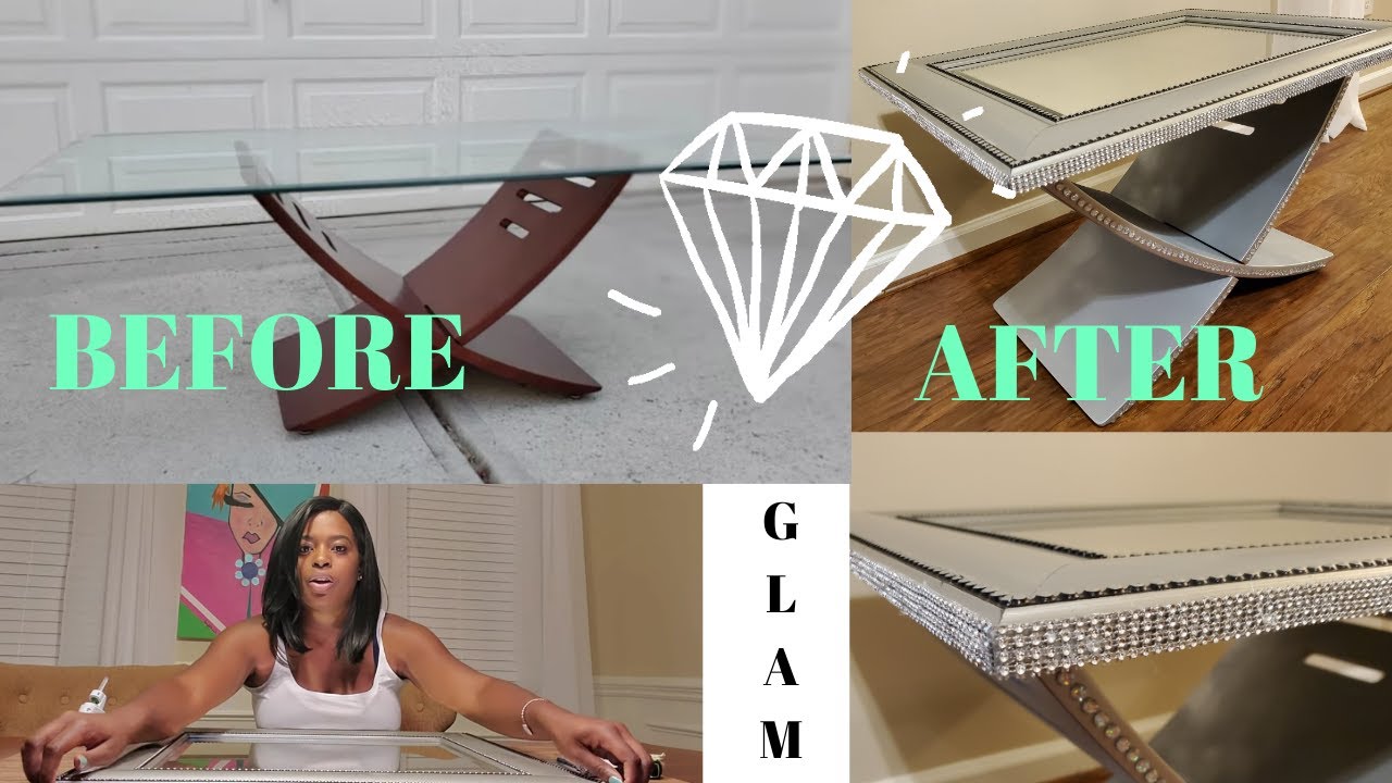 DIY GLAM MIRROR COFFEE TABLE ON A BUDGET - YouTube