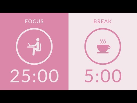 25/5 Pomodoro Timer with Pink Noise 🎧 1-Hour Study with Me for Deep Focus & ADHD ✨