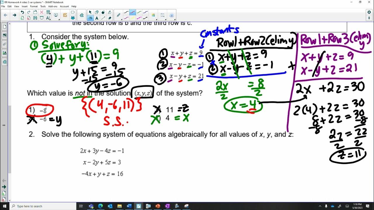 3 variable system video - YouTube