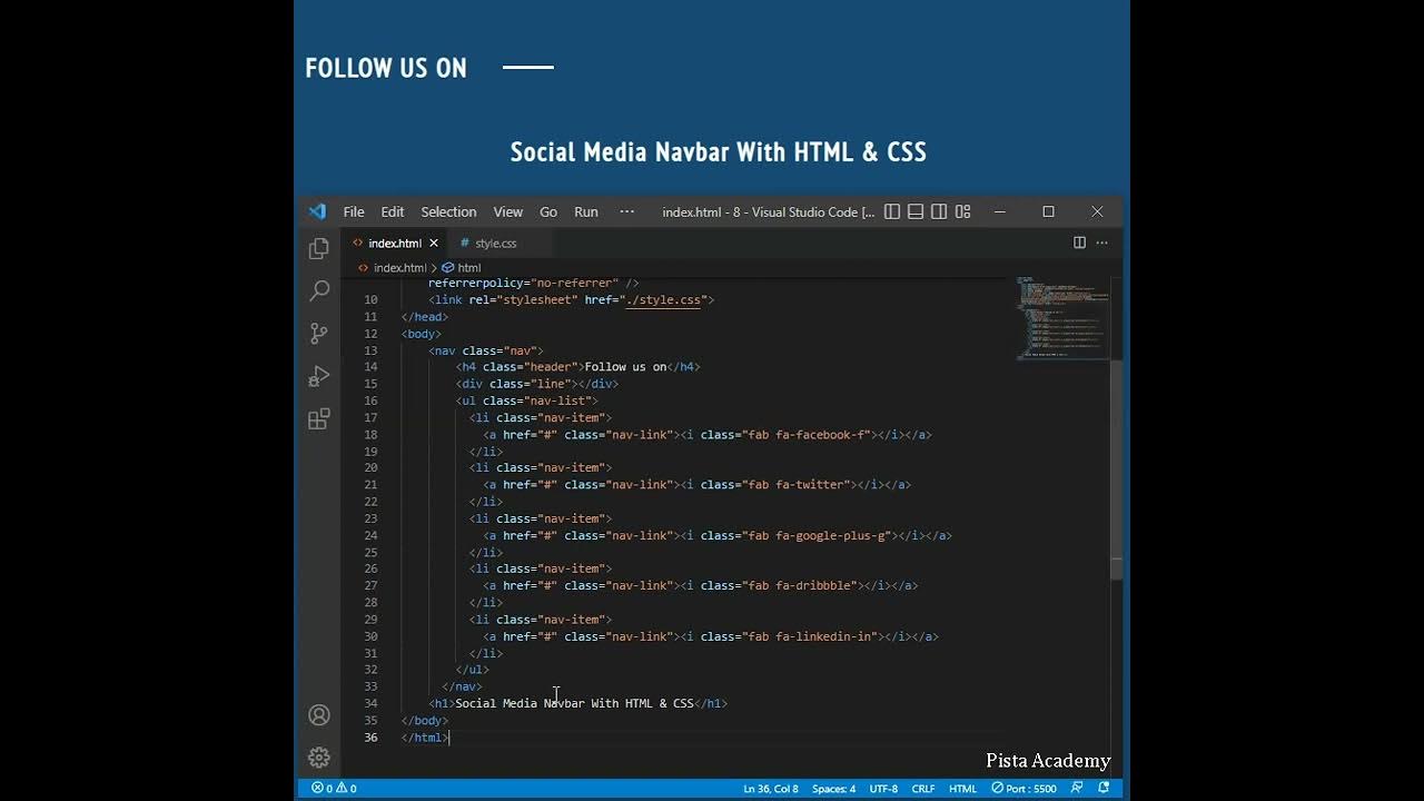 Social Media Navbar With Html And Css Shorts Youtube