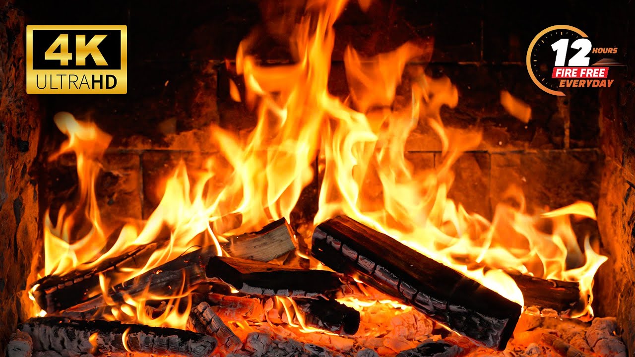 🔥 FIREPLACE BURNING 4K. Cozy Fireplace Relaxing with Crackling Fire ...
