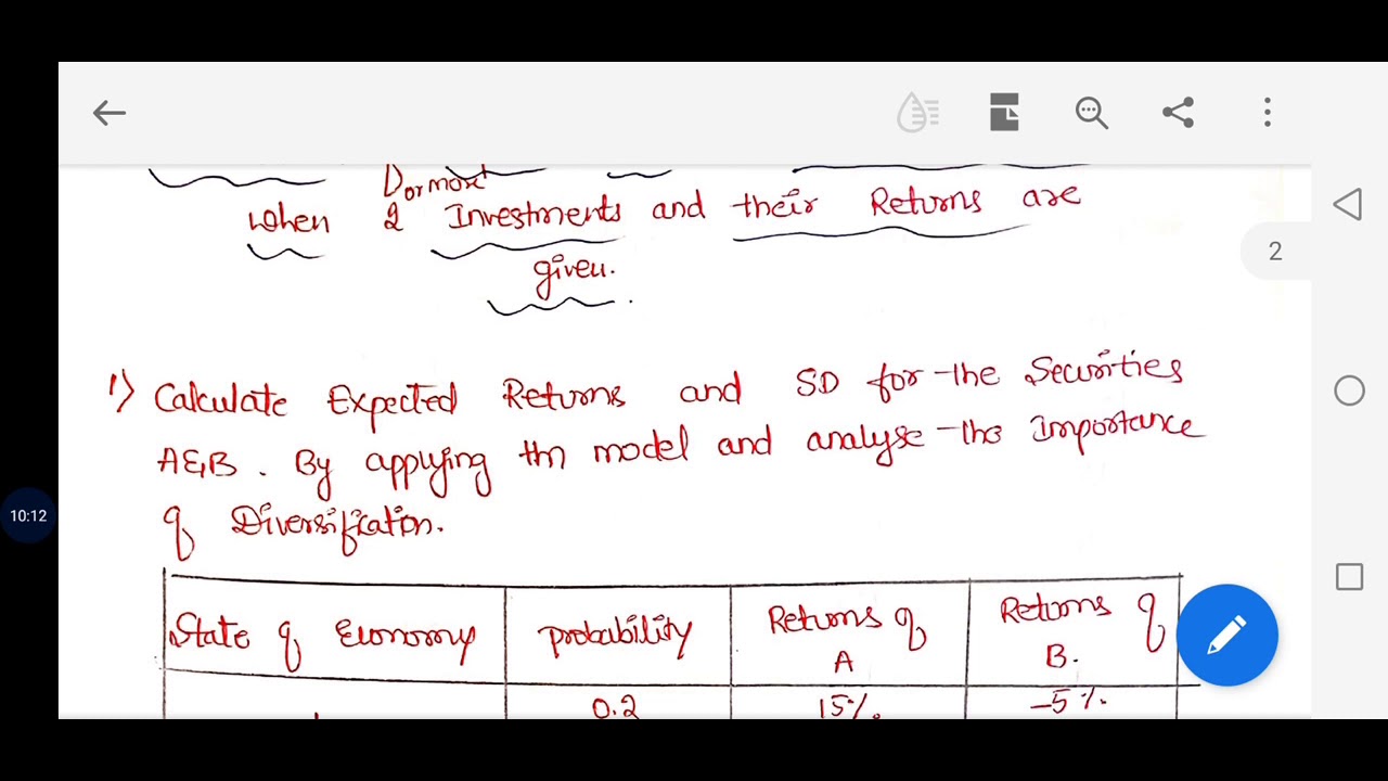 Detailed lecture on how to calculate expected return and SD for more ...