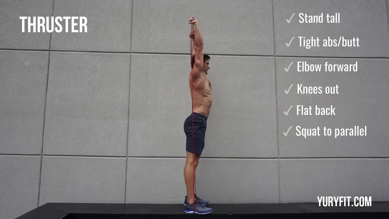 How to do a Thruster with resistance bands | YuryFit - YouTube