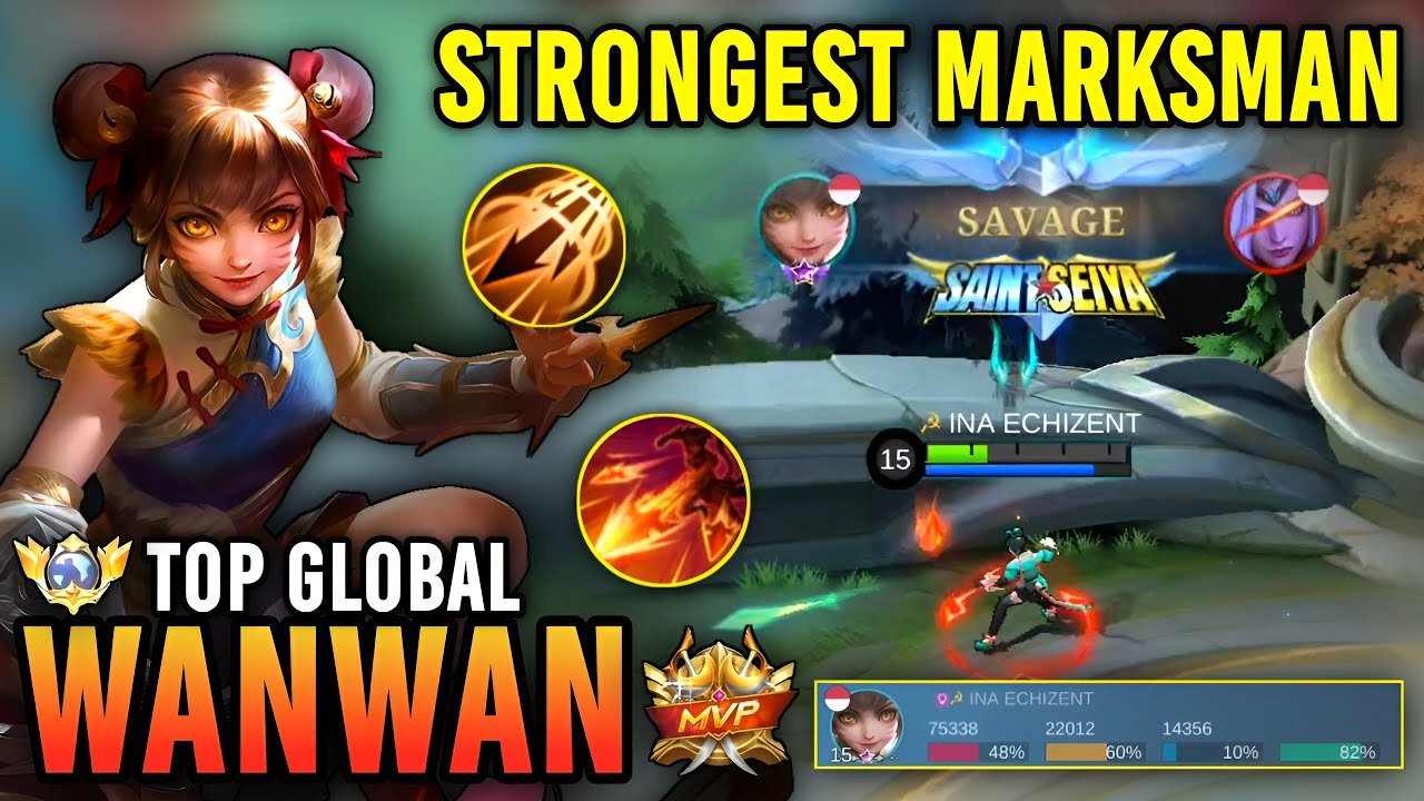STRONGEST MARKSMAN!! TOP GLOBAL WANWAN BEST BUILD AND EMBLEM 2023 ...