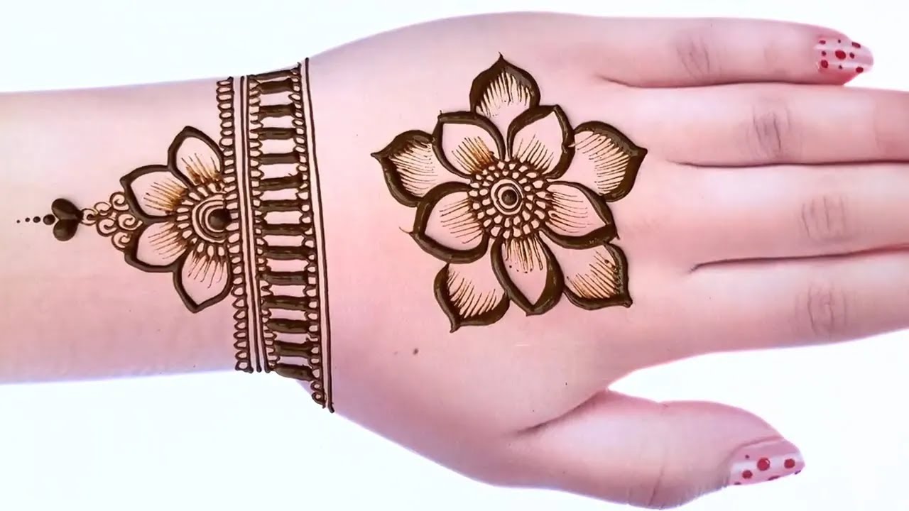 New Flower mehandi design Saral mehndi designs | Aasan Mehandi ka new ...