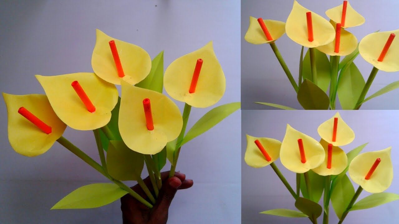 DIY Paper Anthuurium Flower | Home Decoration Idea || SUNIL CREATION ...