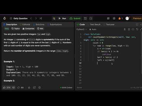 Count Symmetric Integers - Leetcode 2843 - YouTube