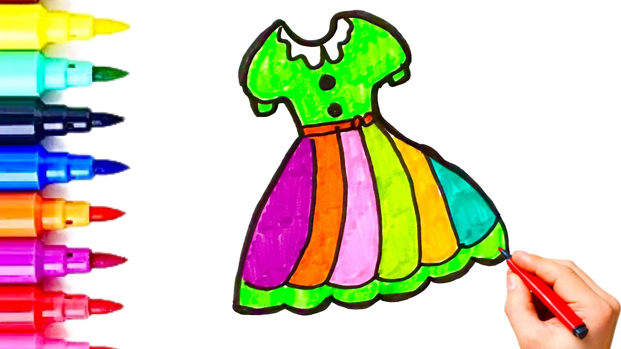 How to draw a cute dress / Let’s draw raw together / kids craft - YouTube