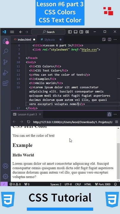 Css Tutorial Lesson 6 Part 3 Css Color Css Text Color Css Csstutorial Html Js Youtube