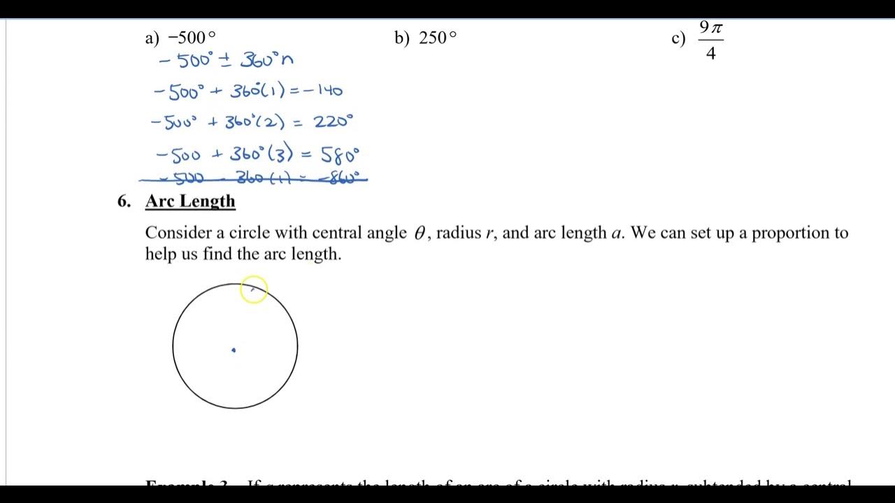 Math 12 - Sec 4.1 Coterminal Angles and Arc Length - YouTube
