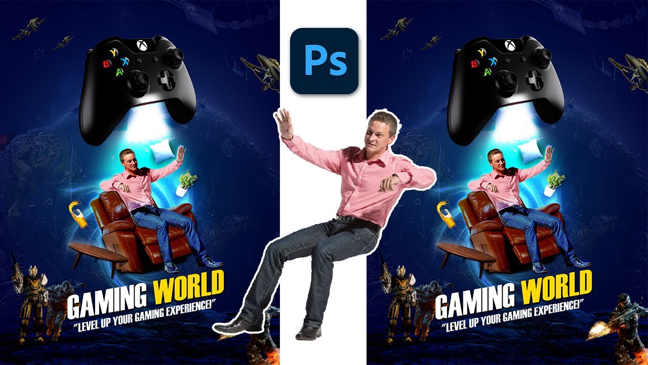 Advanced Photoshop - Action Gaming Poster - YouTube