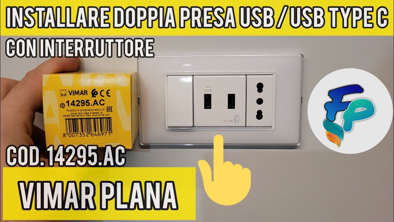 Installare presa muro USB/TYPE C serie Vimar Plana con interruttore - YouTube