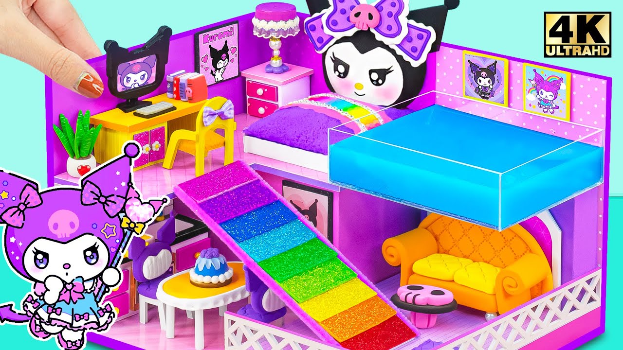 Make Purple Kuromi House with Bedroom, Kitchen, Rainbow Slide, Infinity ...