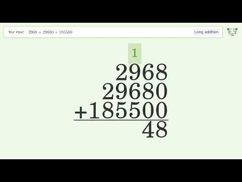 Long Addition Problem 2968+29680+185500: Step-by-Step Video Solution | Tiger Algebra - YouTube