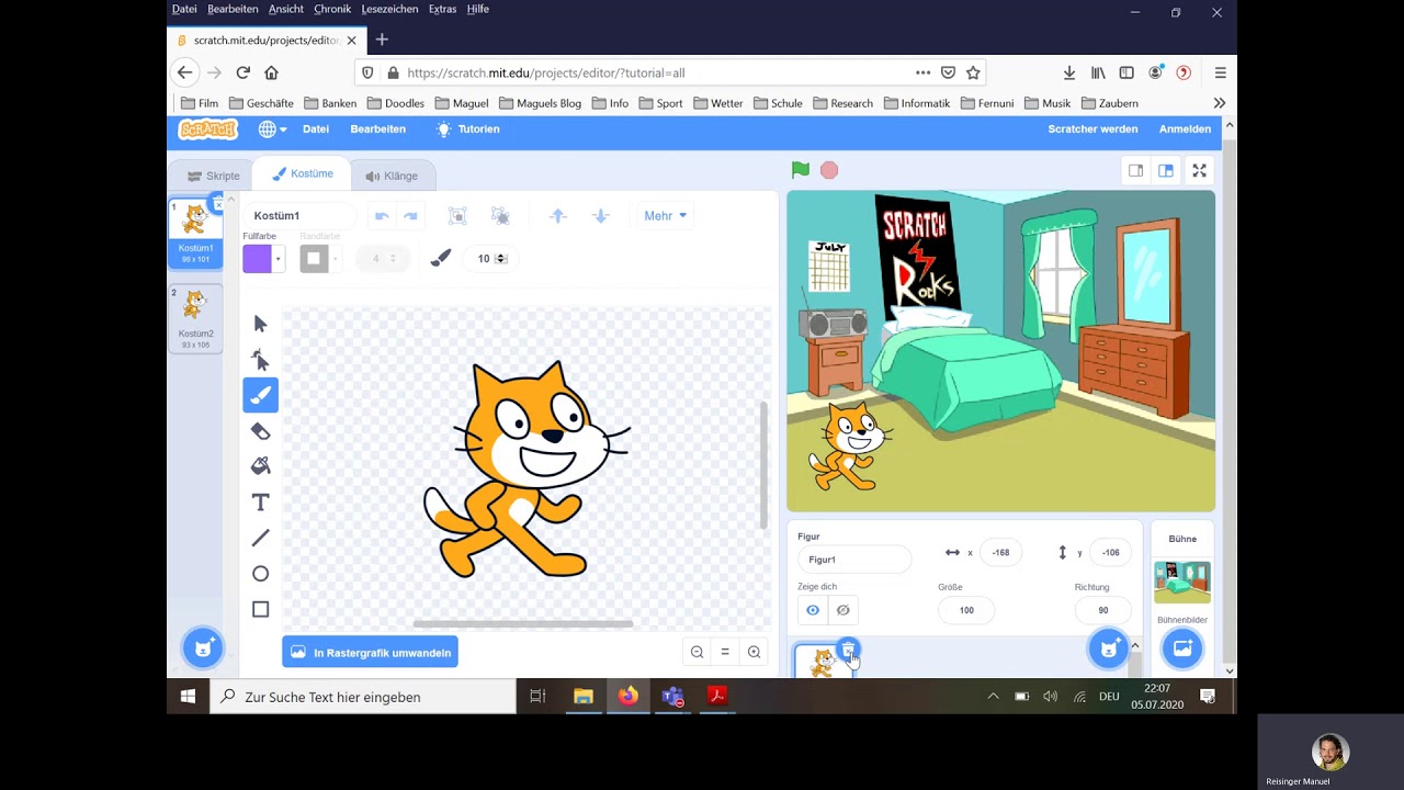 Scratch Figuren, Bühnenbilder, Klänge und Kostüme - YouTube