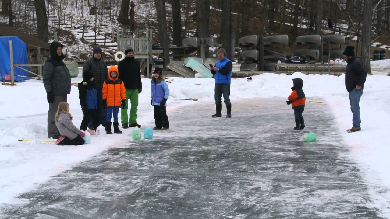 Winter Milk Jug Camp Curling Competition - YouTube