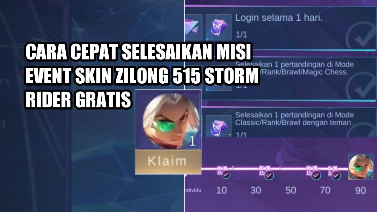 Cara Cepat Selesaikan Misi Event Skin Zilong 515 Storm Rider Gratis ...