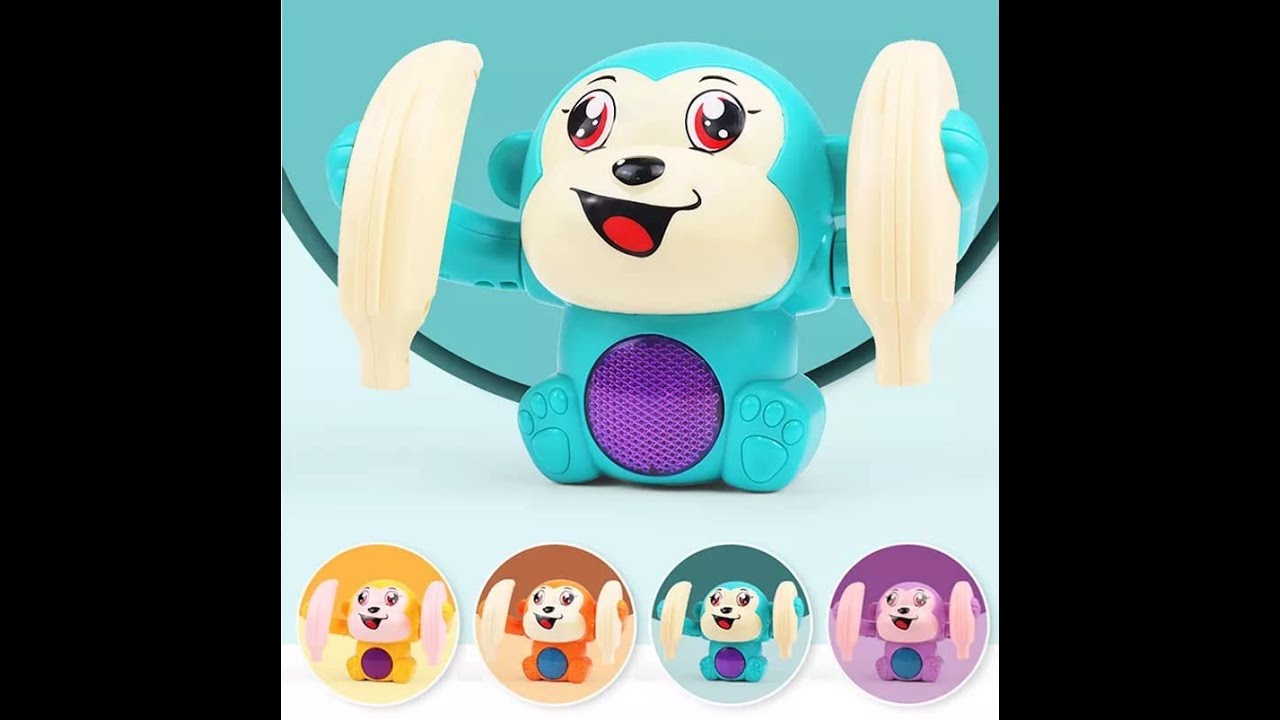 Dancing Monkey Toy Spinning Rolling Doll Tumble Toy with Music, Light ...