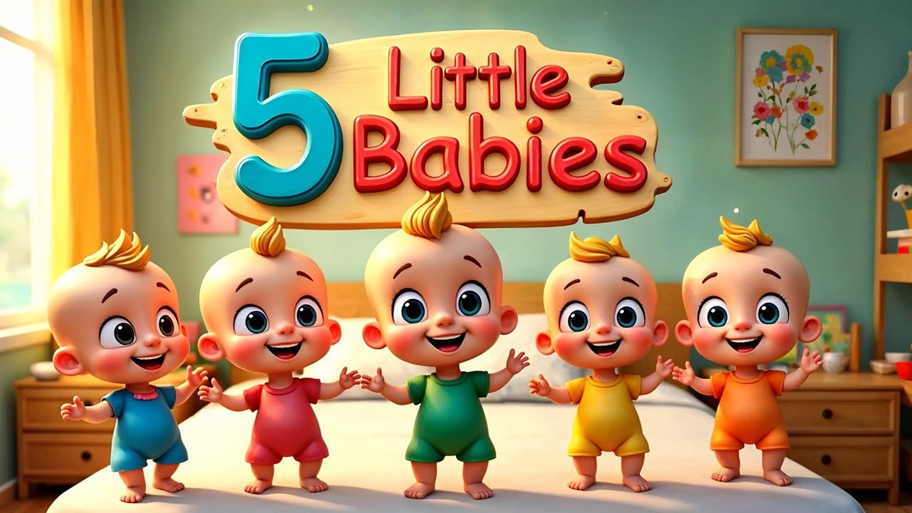 5 Little Babies Jumping on the Bed | Rhymes for Nursery Class in ...
