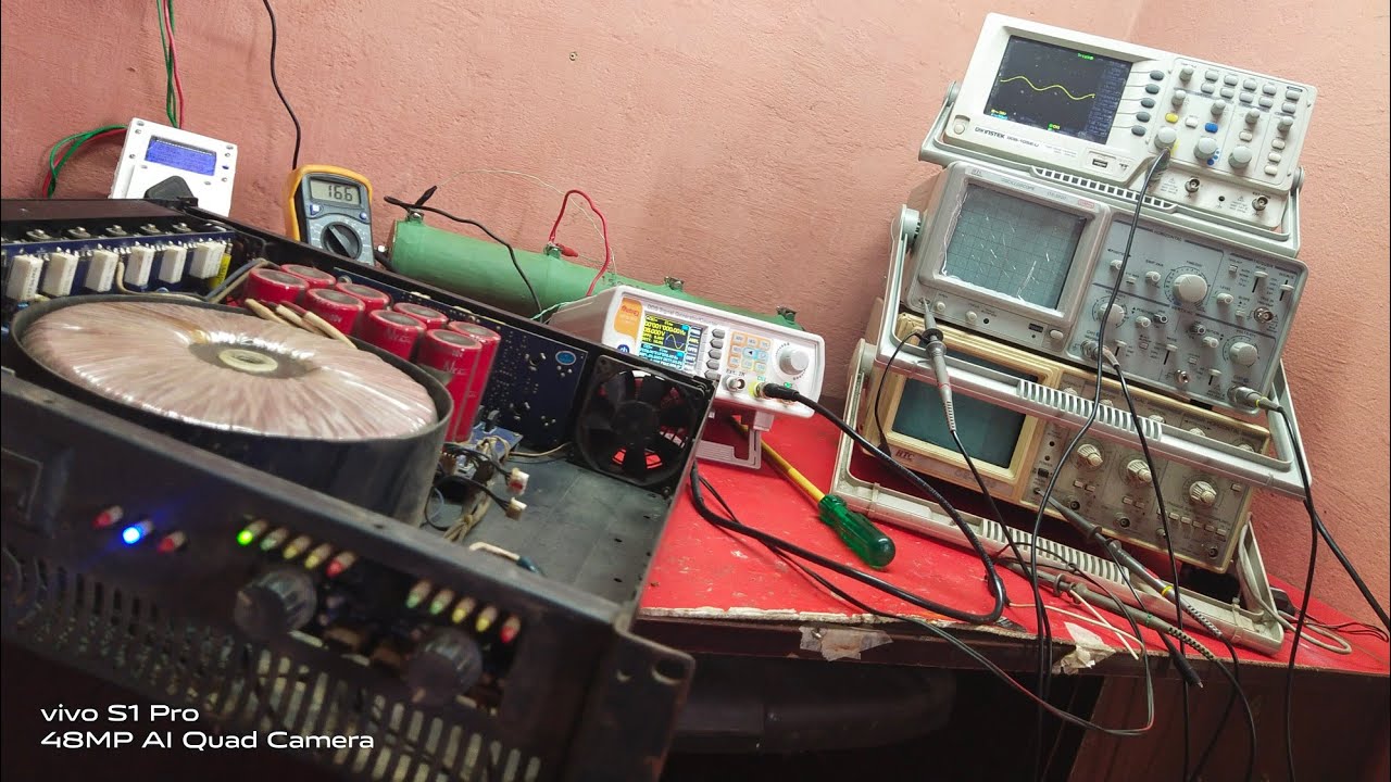 NX Audio RX4000 amplifier RMS wattage Testing with oscilloscope - YouTube