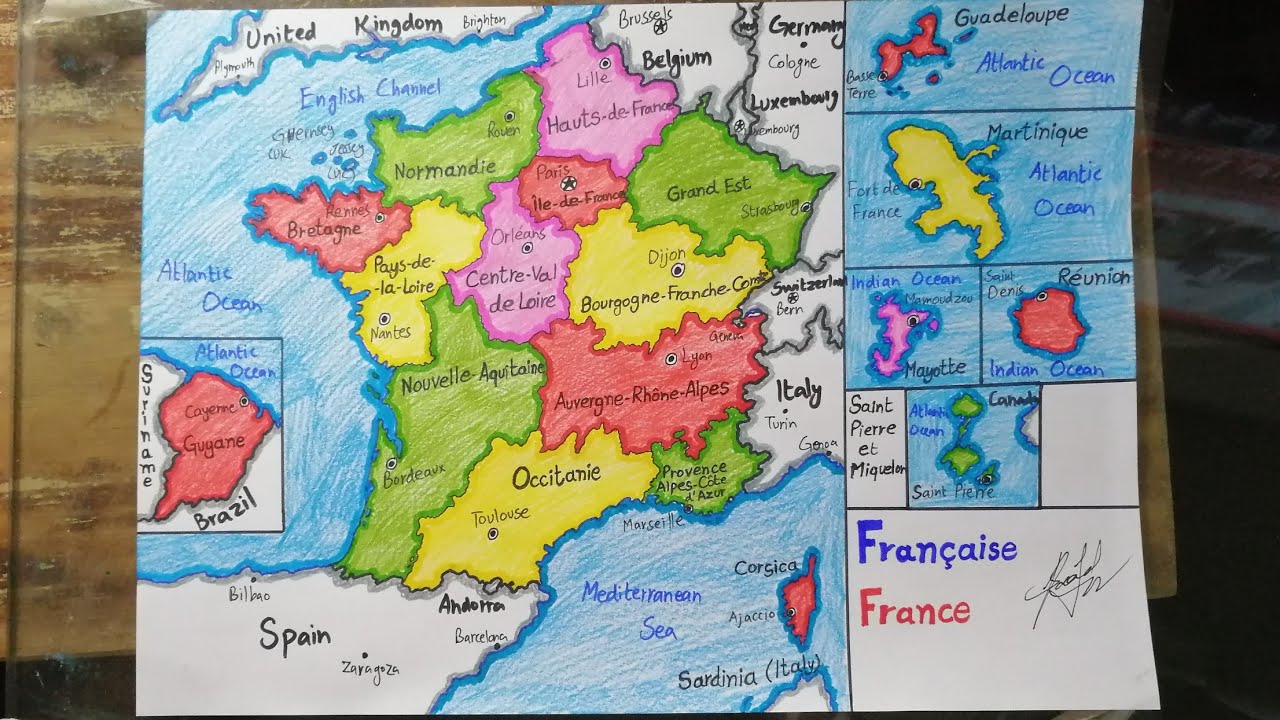 How to draw France map easy SAAD - YouTube